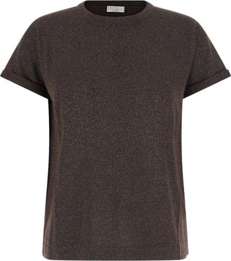 Brunello Cucinelli T-shirt col rond - Femme - Tops - Brun - Taille: 42 FR