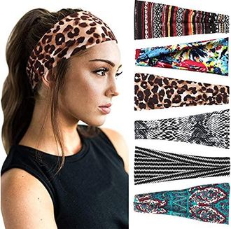 Dreshow 6 Pièces Femme Vintage Élastique Bandeau Cheveux Boho Bandeaux pour femmes Vintage Tête Enveloppe Hairband Twisted Cute Hair Accessoires