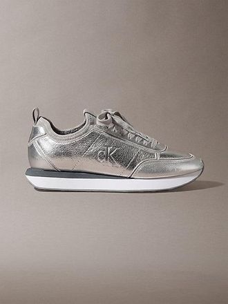 Calvin Klein Runner Sneakers Aus Metallic-leder - Silver - Damen - EU 39