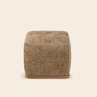 Madura Pouf Arnel Klark ecru et moutarde - JAUNE
