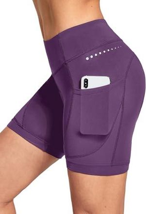 Baleaf Short De Cyclisme Rembourré 4D pour Femme - Short De Cyclisme Court - sous-Vêtement De Cyclisme, Violet Foncé, L