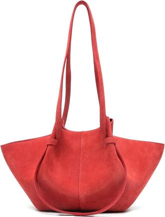 Yuzefi Femme, Sacs, Rouge, Taille: ONE Size Sac à Bandoulière en Daim Rouge avec Détail de