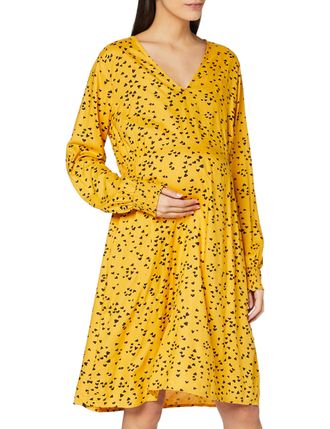 Mama Licious Damen Mlheartsy L/S Woven Abk Dress A. Kleid, Gelb, M EU