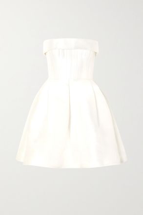 Alex Perry Mini-robe Bustier En Faille De Soie Elyse - Blanc