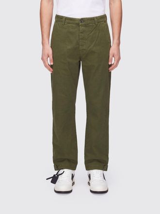 Off-white Pantalon Racing Staff coupe slim en twill de coton vert