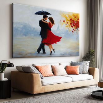 Generic Leinwand Bilder Romantisch Regen Paar Bild auf Leinwand Poster Hochwertige Wandbilder für Wohnzimmer Schlafzimmer Heimbüro Restaurant Wanddekoration 7