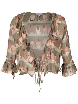 Amir Slama blouse en soie imprimée - Vert