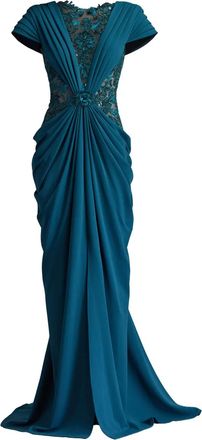 Tadashi Shoji robe à fleurs en sequins - Bleu