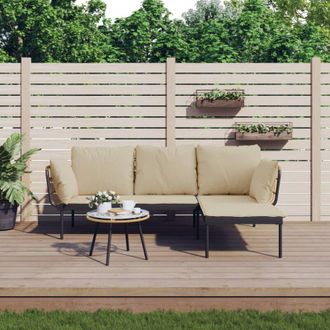vidaXL Vidaxl - Salon de jardin 3 pcs avec coussins beiges résine tressée