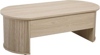 Oviala Oviala - Table basse ovale avec plateau relevable effet bois clair