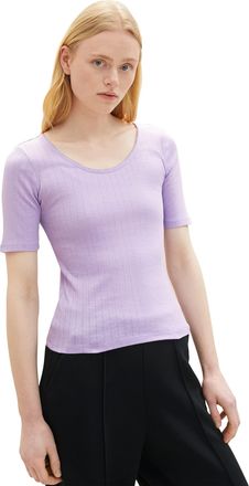 Tom Tailor Damen 1035388 Basic T-Shirt mit Struktur, 31042-Lilac Vibe, XL