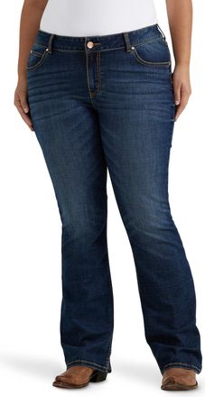 Wrangler Damen Retro Mae Plus Size Mid Rise Stretch Bootcut Jeans, dunkelblau, 48