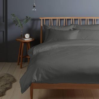 Pizuna 400 Fadenzahl aus Baumwolle Bettw&auml;sche Dunkel Grau, 100% Langstaple Baumwolle Bettbezug und Kissenbezug, 100% Baumwolle Mako Satin 2-Teilig Bettw&auml;sche