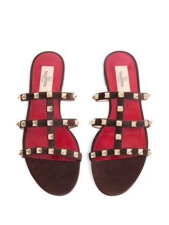 Valentino Garavani Rockstud Leather Sandals - Brown