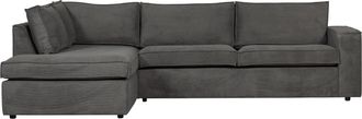 Woood Thomas Ecksofa Links 4-Sitzer Sofa in L-Form aus Gerippter Stoff Sofa Eckgarnitur Bank Couch - Dunkelgrau - 283x92x197 cm