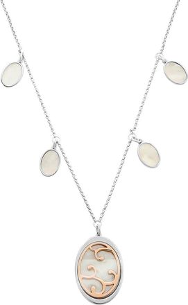 Orphelia Damen-Kette mit Anhänger Fantasie 925 Silber teilvergoldet Perlmutt Creme 50 cm - ZK-7165