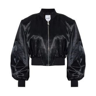 The Attico Femme, Vestes, Noir, Taille: 36 FR Blouson Bomber en Satin