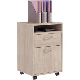 HOMCOM Caisson de bureau &agrave; roulettes - tiroir, placard, niche - blanc