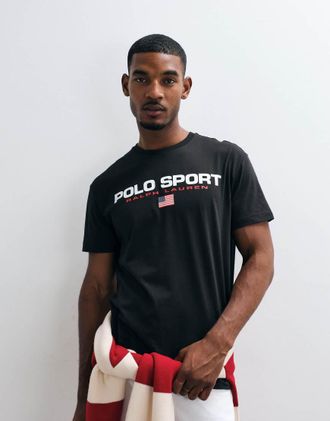 Polo Ralph Lauren t-shirt Sport noir d&eacute;lav&eacute;