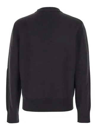 Sunflower Mens Crew Neck Sweater Dark Brown Wool Tops Top