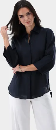 van Laack Hemdbluse aus Leinen mit Seitenschlitzen