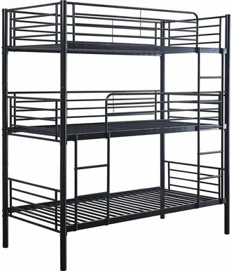 Habitat et Jardin Lit superpos&eacute; en m&eacute;tal triple HAVIN - 90 x 190 cm - Noir
