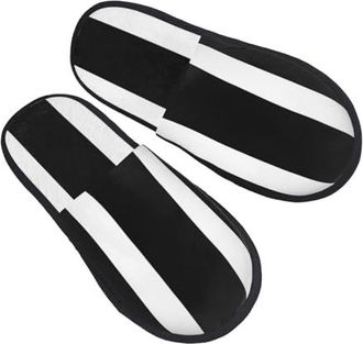 Generic Chaussons Rayures Noir Blanc Imprimé Légers Pantoufles Doux Slippers Pour Unisex Voyage Hôtels M