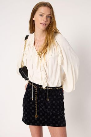 Gerard Darel Chemise &agrave; volants en satin - AGNELLA - Ecru