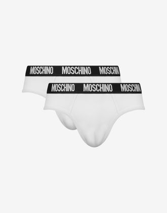 Moschino Lot de 2 slips Logo Band - Blanc