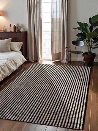 Elle Elle Decoration Juteteppich Ebony - Natur Wohnzimmerteppich aus 100% Jute, Handgewebt & Nat&uuml;rlich, Boho Naturfaser Teppich f&uuml;r Wohnzimmer, Schlafzimme