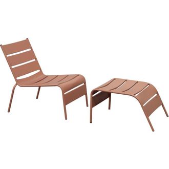 M&S Collection M&s - Fauteuil relax de jardin en m&eacute;tal avec repose pieds terracotta - baca