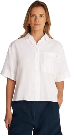 Tommy Hilfiger Damen Hemd Linen Relaxed Kurzarm, Wei&szlig; (Th Optic White), 46