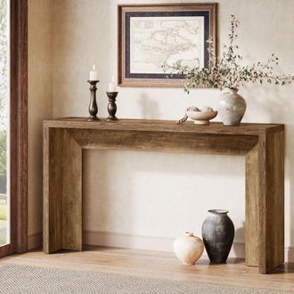 Tribesigns Tribesigns Bauernhaus Konsolentisch, 140CM h&ouml;lzerne Sofa Tisch mit Lagerung f&uuml;r Eingang, Foyer, Flur, Wohnzimmer, einfache Montage, rustikal braun