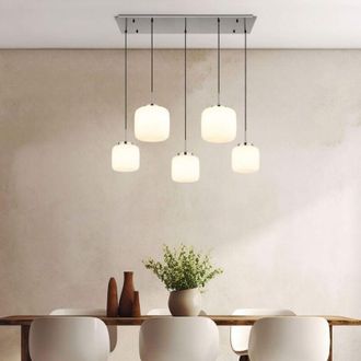 Globo Lighting Lampe suspendue lampe suspendue plafonnier métal verre salle à manger lumière 5 flammes