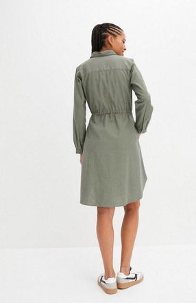Bonprix Midikleid (1-tlg) f&uuml;r l&auml;ssigen Look, aus Leinen-Baumwoll-Mix, in A-Linie, mit Taschen