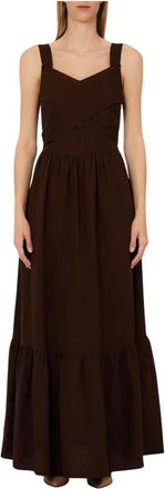 Liu Jo Femme, Robes, Brun, Taille: 40 FR Robe Maxi Volant&eacute;e
