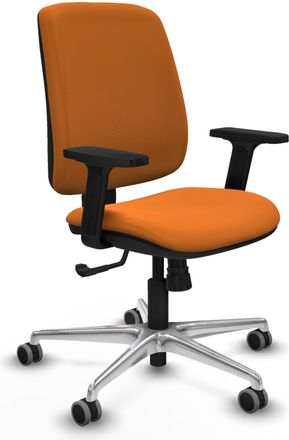 Piqueras y Crespo Gepolsterter Drehstuhl Alares mit 2D-Armlehnen. Ausgestattet mit 4 Positionen und injiziertem Schaum. Mit Rollen von 65 mm Parkett. Orange