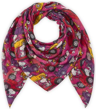 Codello Peanuts Tuch aus recyceltem Polyester mit fahrendem Snoopy-Allover-Motiv (red)