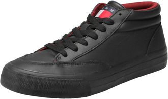 Tommy Jeans Herren Mid Skate Leather Vulc Sneaker, Schwarz, 46 EU