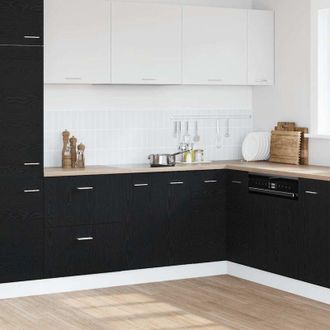 vidaXL vidaXL Meuble Bas Ch&ecirc;ne Noir 60x46x81,5 cm Bois Contreplaqu&eacute;