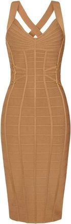 Elisabetta Franchi Femme, Robes, Brun, Taille: 42 FR Knit 3D Pencil Dress