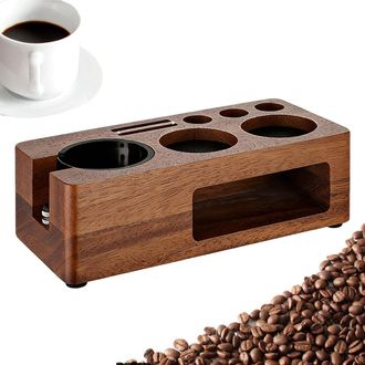 Generic Tamperstation 51-58mm, Espresso Tamping Station, Multifunktionales Rutschfestes Espresso Zubeh&ouml;r aus Holz f&uuml;r Baristas, Familie, Bar