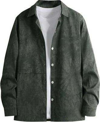 Generic Veste chemise &agrave; manches longues pour homme avec boutonni&egrave;re - Coupe ample - Chemise &agrave; manches longues - D&eacute;contract&eacute;e - Veste de loisirs l&eacute;g&egrave;re - Chemi