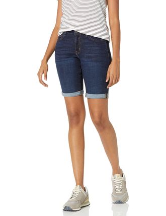 Amazon Essentials Damen Schmal geschnittene 23-cm-Bermudashorts aus Denim, Dunkle Waschung, 6 Jahre