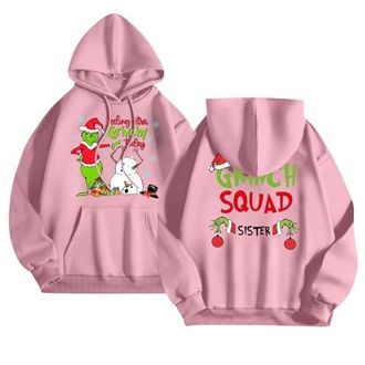 Generic Le Grinch Sweat Femme A Capuche Pull Sweatshirts Christmas Plaid 2025 Costume Moche Hiver The De Adulte Pilou Deguisement Femmes Polaire Vêtements Pul