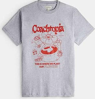 Coach Lockeres T-Shirt mit Blumentopf-Print in Grau, Gr&ouml;&szlig;e X-Klein | Baumwolle