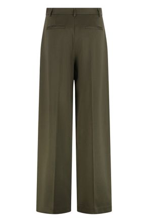 Darkpark Womens Trousers Chicago High-Waist Olive Wool Wide-Leg