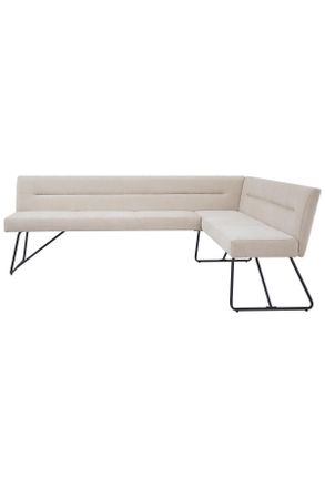 Stylife Eckbank, Schwarz, Beige, Metall, Textil, 5-Sitzer, L-Form, 225x165 cm, seitenverkehrt erh&auml;ltlich, mit R&uuml;ckenlehne, Esszimmer, B&auml;nke, Eckb&auml;nke