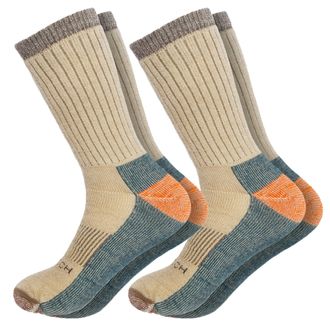 Woolrich WOOLRICH Merinowoll-Socken f&uuml;r Herren - hergestellt in den USA, Crew-Wandersocken, aus 78% Merino-Lammwolle mit gepolstertem Fu&szlig;gew&ouml;lbe, 2 Paar, kaffe