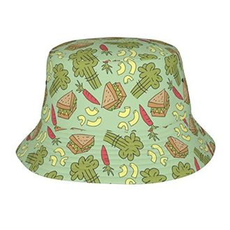 Generic Funky Chapeau de Plage Sandwichs aux Carottes et brocolis Chapeaux de Soleil de Plage Unisex Été Bouchon De Seau pour Outdoor Plage Vacances